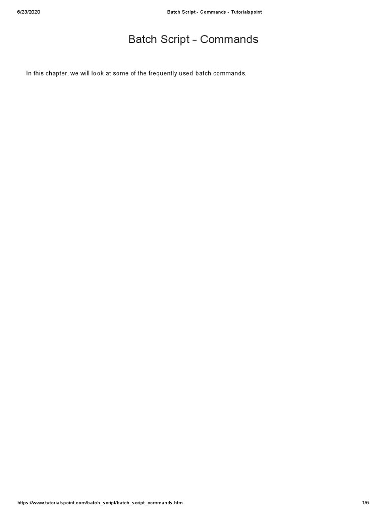 Batch Script - Commands - Tutorialspoint | PDF | Command Line Interface | Computer File