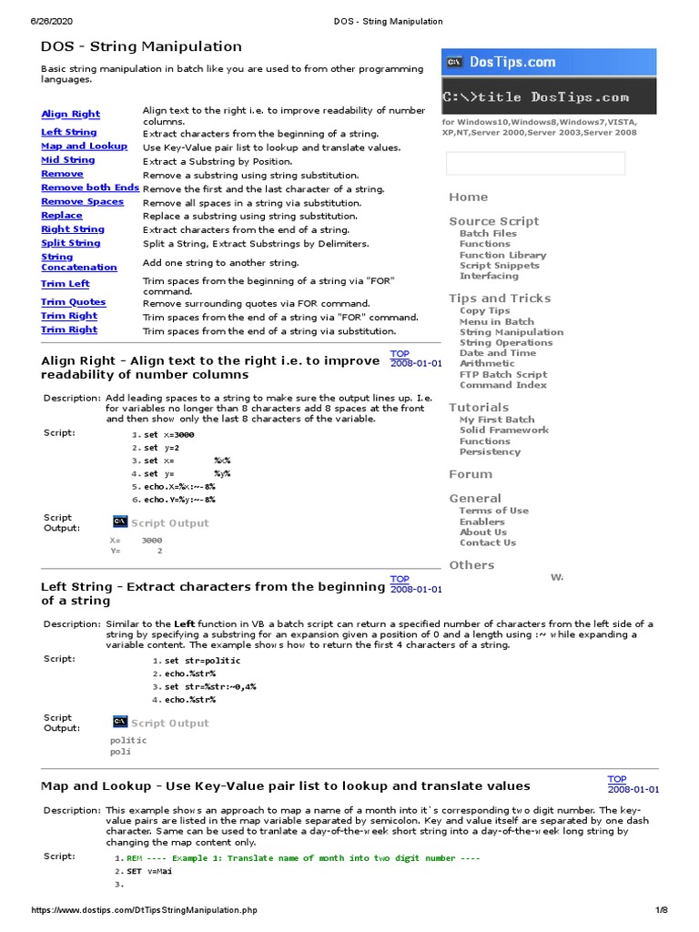 DOS - String Manipulation | PDF | String (Computer Science) | Computer Architecture
