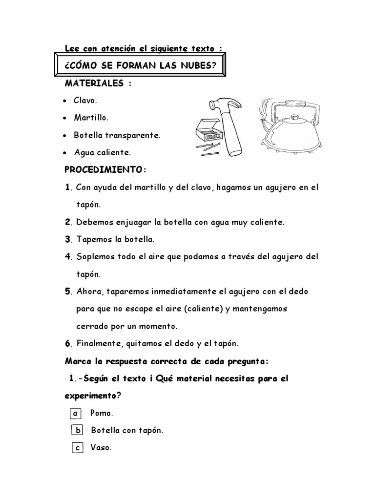 Experimento de nubes para primaria | PDF