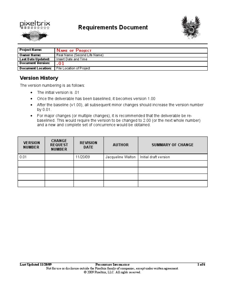 Requirements Document Template | PDF | Usability | Proprietary Software