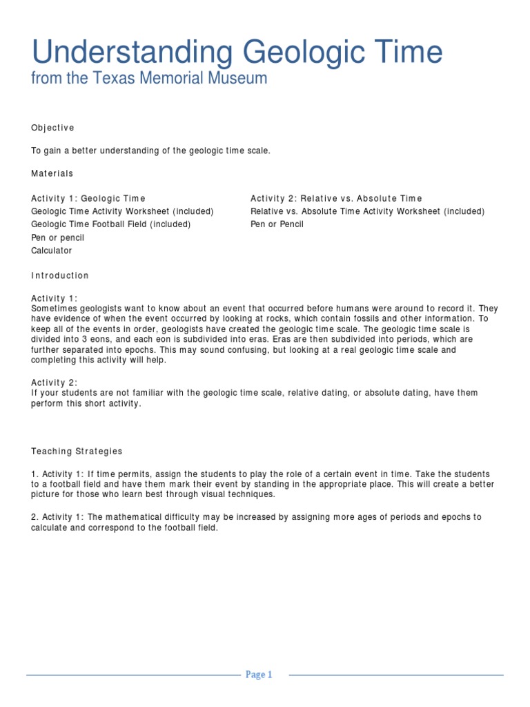 Geologic Time Scale Activities for Students | PDF | Geologic Time Scale ...
