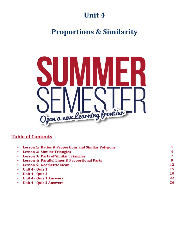 1 - Unit 4 - Notes & Quizzes | Download Free PDF | Ratio | Triangle