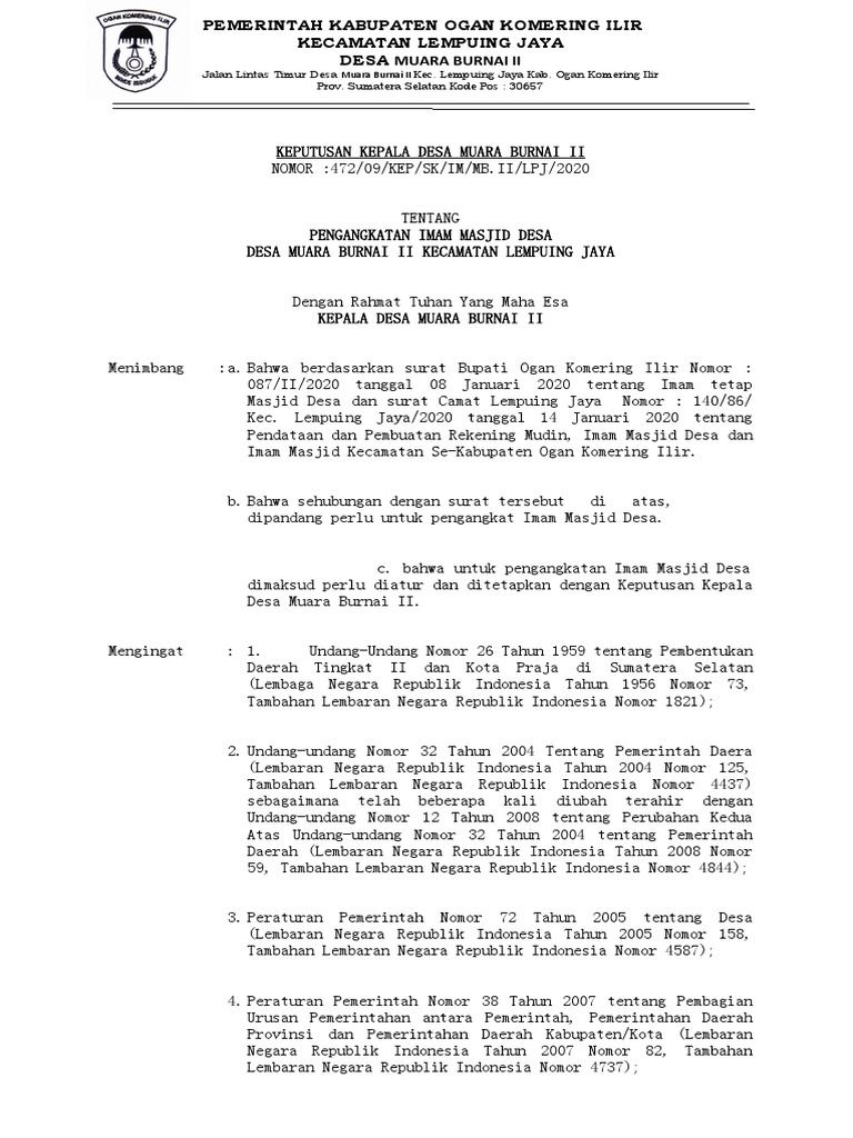 SK Imam Masjid 2020 | PDF