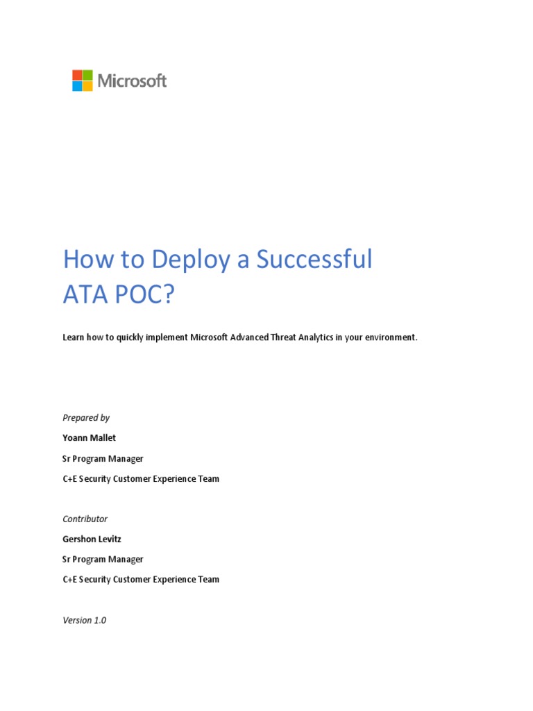 Deploying Microsoft ATA: A POC Guide | PDF | Active Directory ...