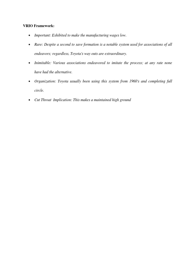 Toyota's VRIO Analysis for Competitive Edge | PDF | Technology ...