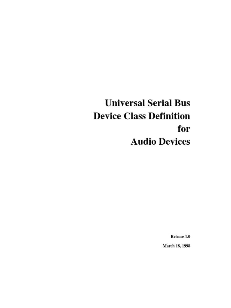 Universal Serial Bus Device Class Definition For Audio Devices | PDF ...