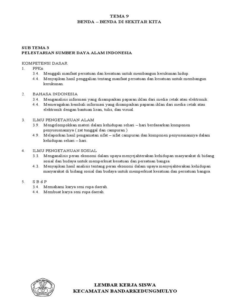 LK Tema 9 Sub Tema 3 SDH Edit | PDF