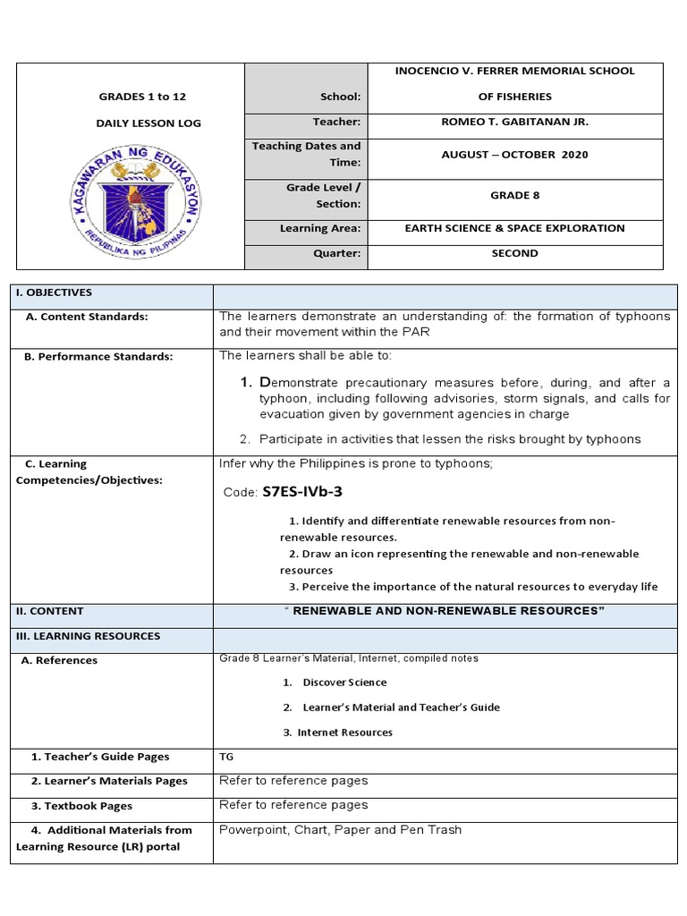 PPST PLAN g8 (2ND Grading) | PDF | Renewable Resources | Resource