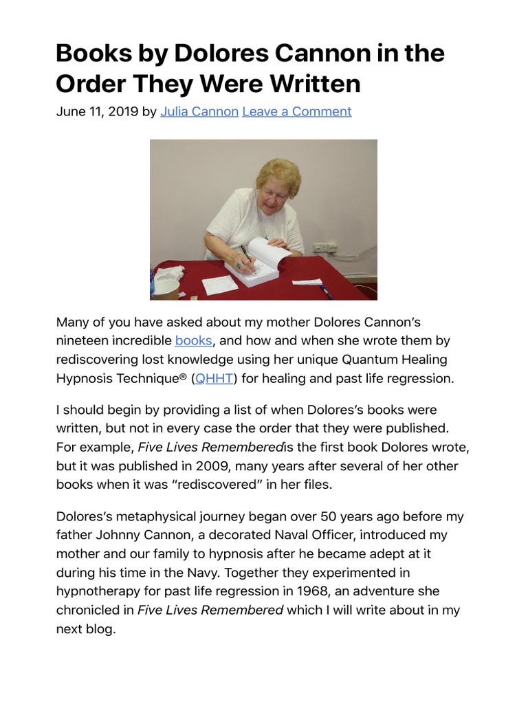 Books by Dolores Cannon in The Order They Were Written - Dolores Cannon ...