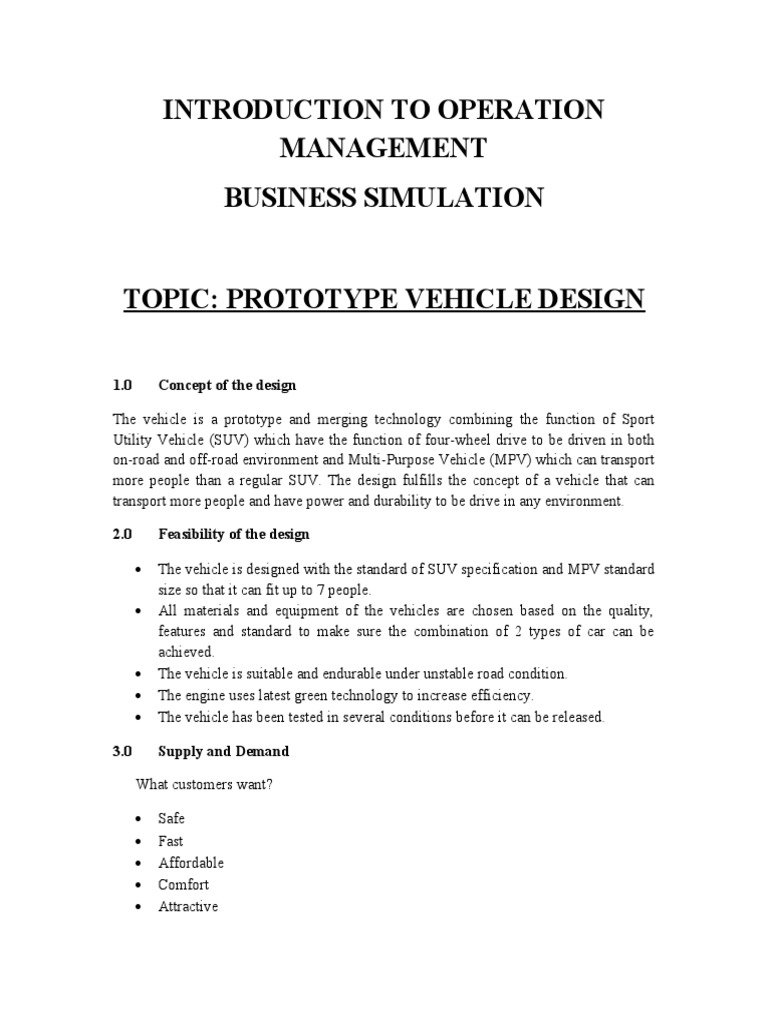Prototype Vehicle Design | PDF | Vehicles | Car