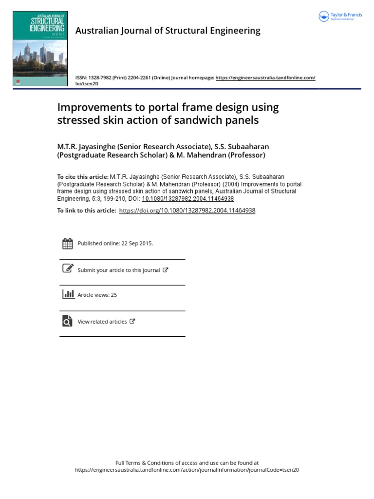 Improvements To Portal Frame Design Using Stressed Skin Action of ...