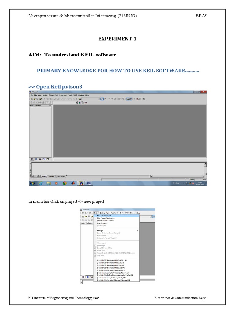 Experiment 1: Primary Knowledge For How To Use Keil Software.......... | PDF | Microcontroller ...