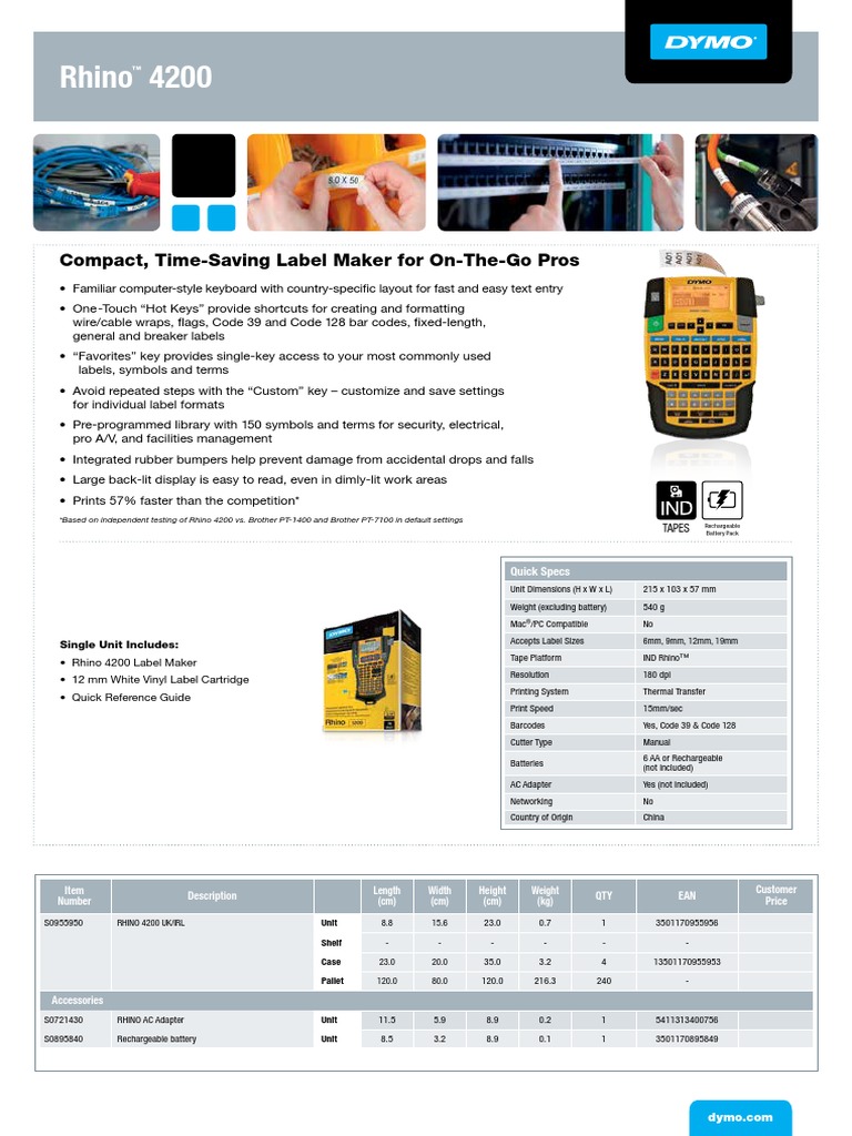 Dymo Printer Specs | PDF | Media Technology | Computing