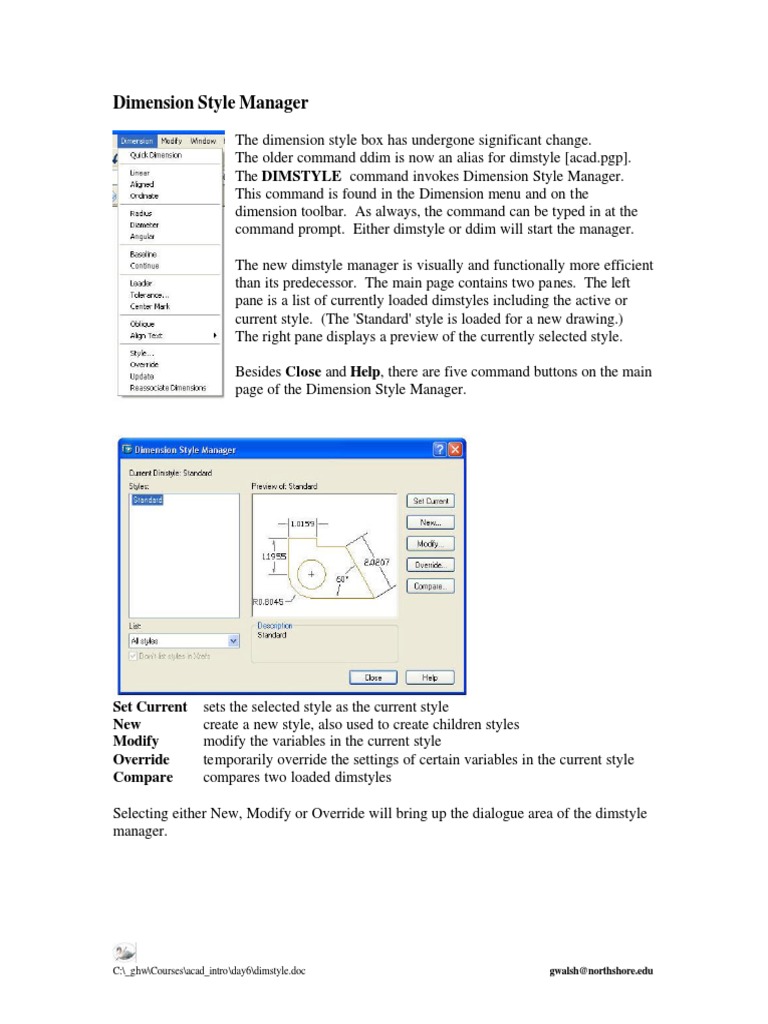 Dimension Style Manager: Set Current Sets The Selected Style As The ...