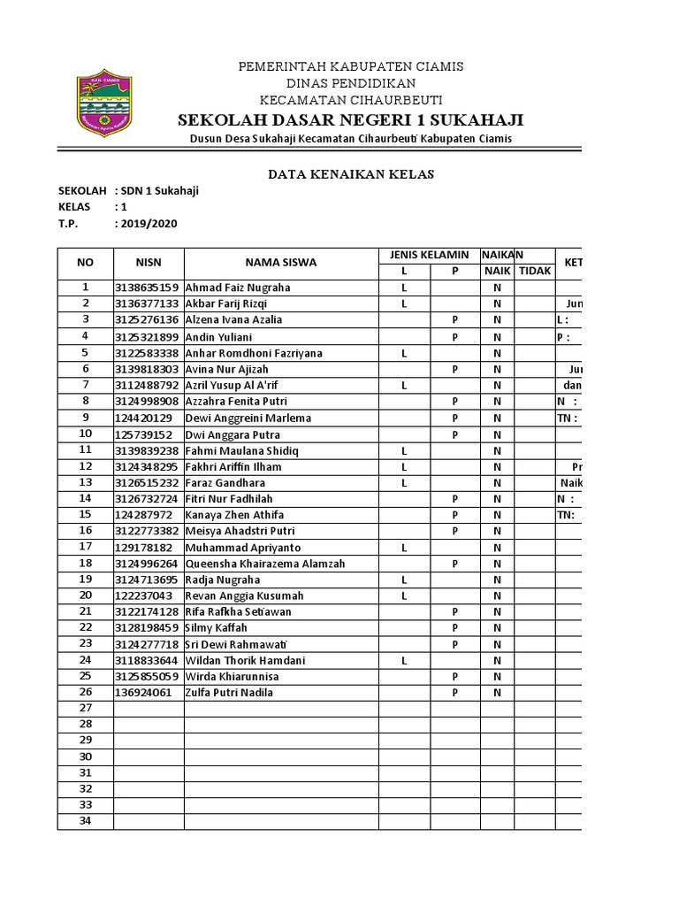 Aplikasi Laporan Kenaikan Kelas SDN 1 SKHJ | PDF