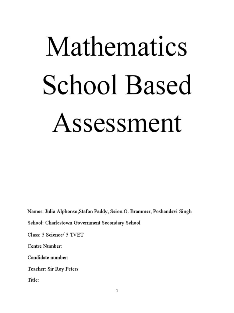 Mathematics SBA | PDF | Chart | Questionnaire