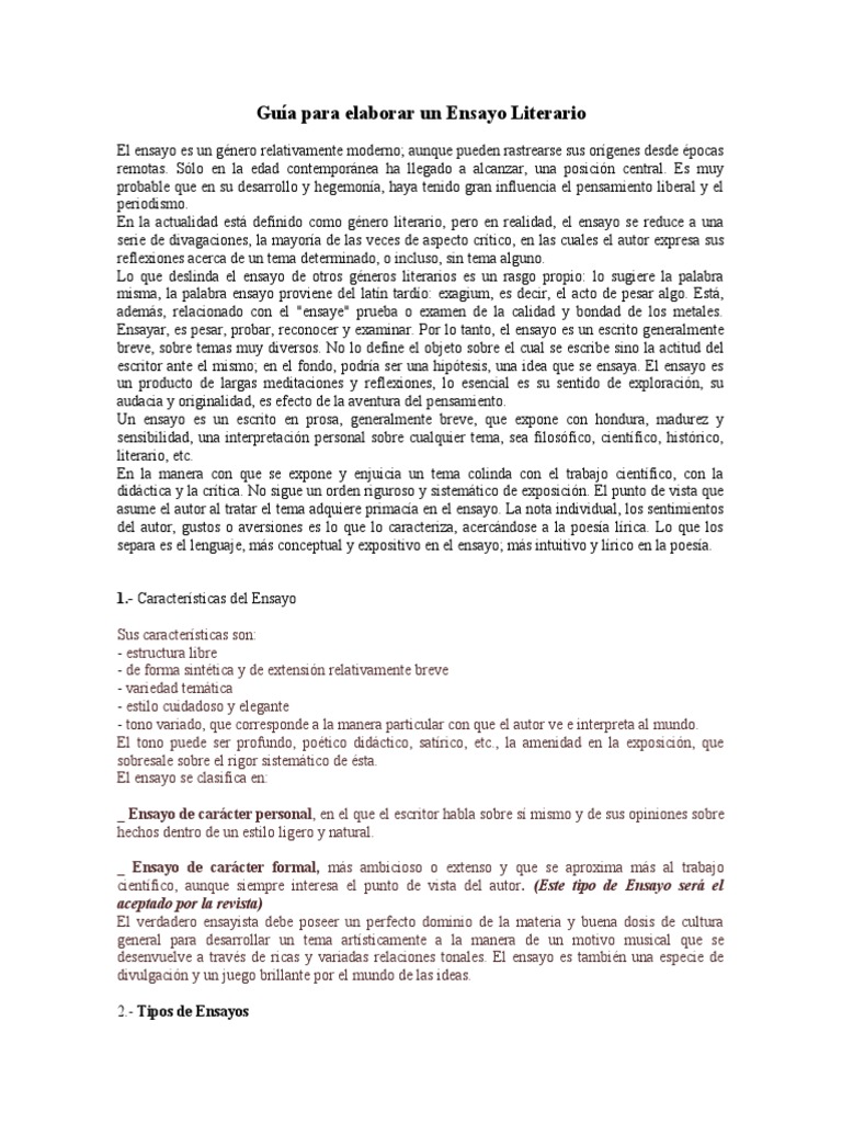 Guía para Elaborar Un Ensayo Literario