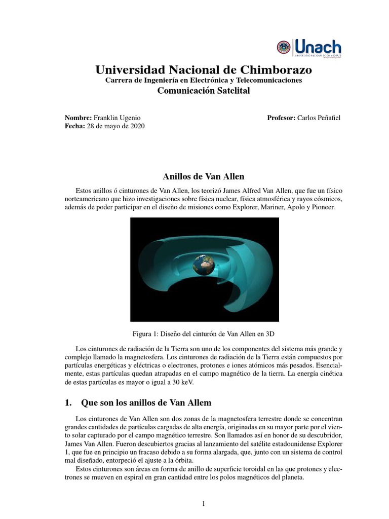 Anillos Van Allen | PDF | Cinturón de radiación Van Allen | Naturaleza