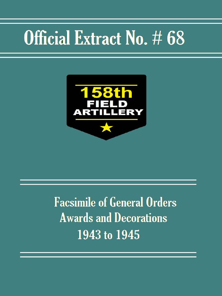 158th Field Artillery Official Extract No. 68 | PDF | Company (Military ...