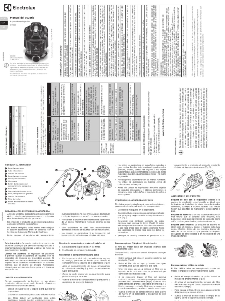 Aspiradora Electrolux PDF | PDF | Enchufes y tomas de corriente alterna | Residuos