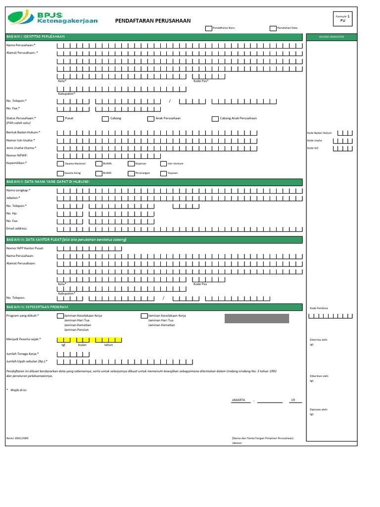 FORM BPJS TK - Draft | PDF