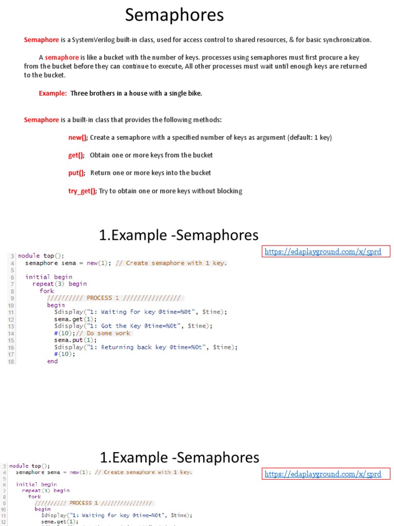 Semaphores In Systemverilog With Examples Pdf 