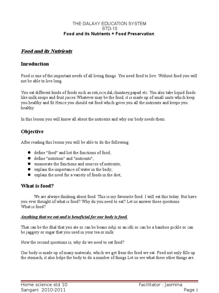 Food Nutrition Hygiene Preservation Notes | PDF | Food Preservation | Mold