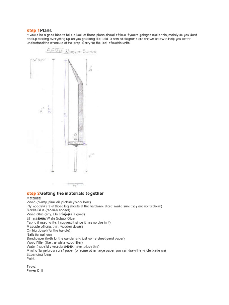 Build Your Own Buster Sword Guide | PDF | Wood | Paint