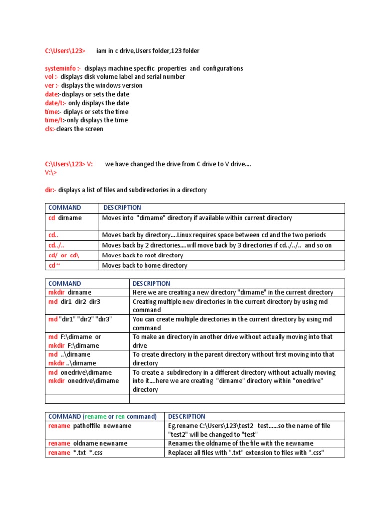 CMD Commands | PDF | Directory (Computing) | Text File