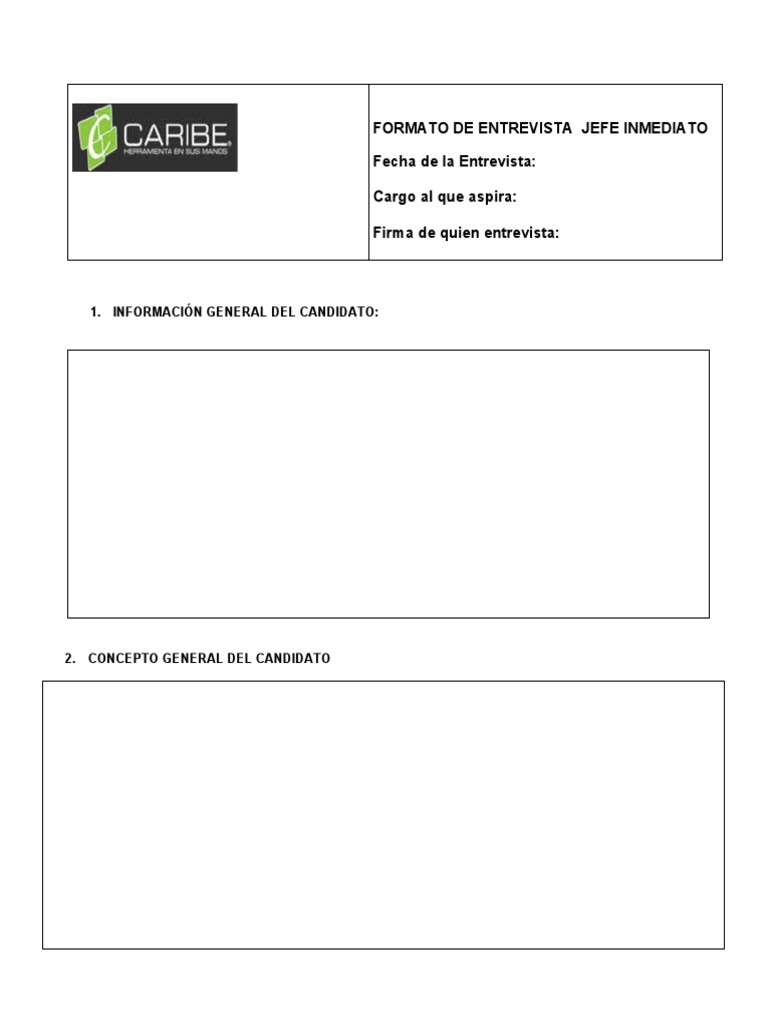 Formato de Entrevista Jefe Inmediato | PDF