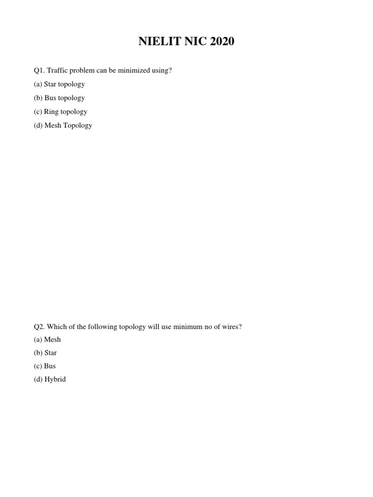 Questions On Topologies | PDF | Network Topology | Transmission Medium