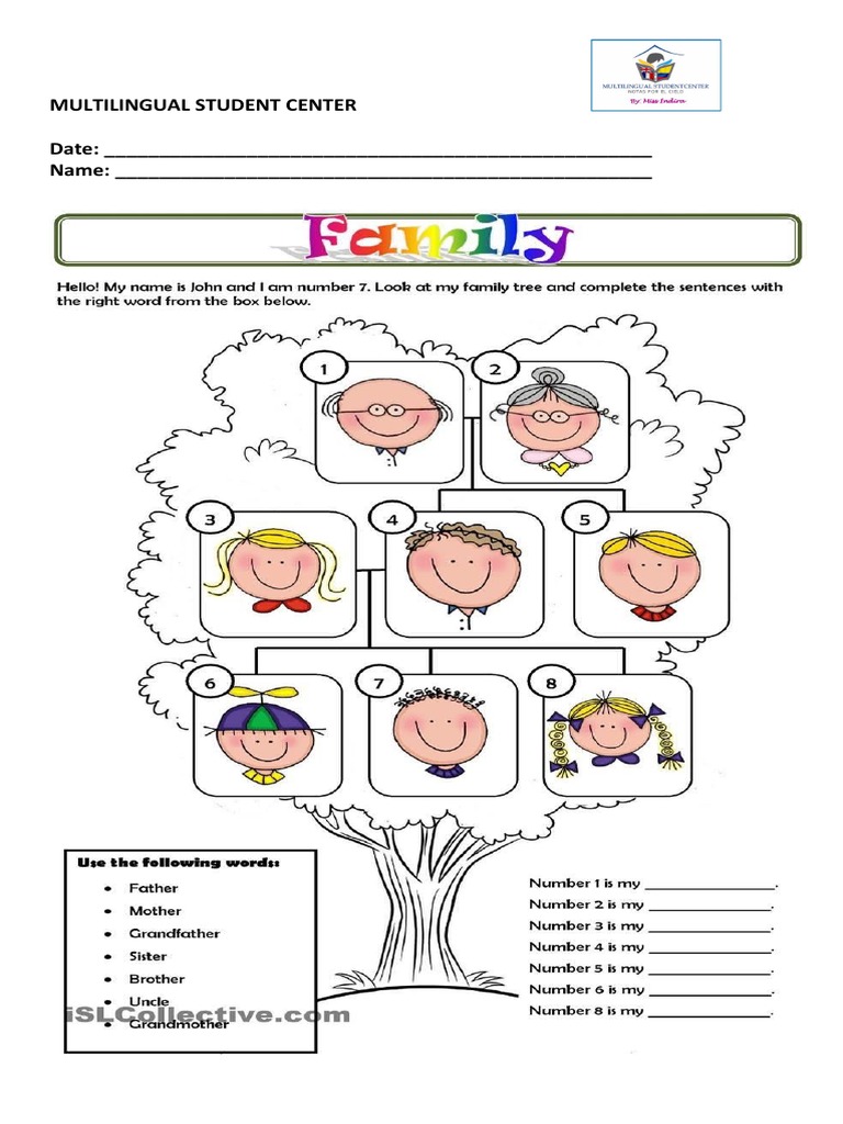Family Worksheet - 21 Enero | PDF