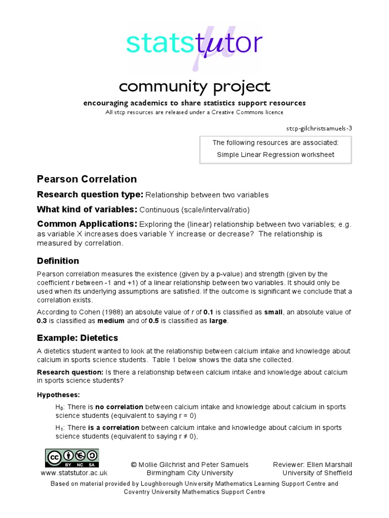 Community Project: Pearson Correlation | PDF | Scatter Plot ...