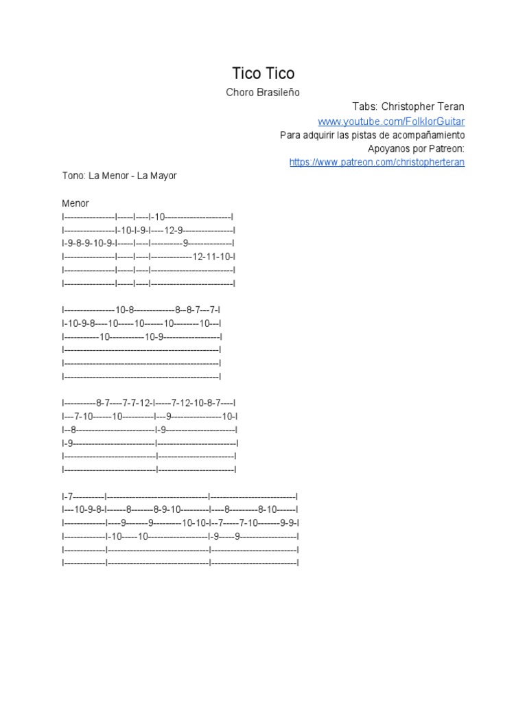 Tico Tico - Choro Brasileño PDF | PDF