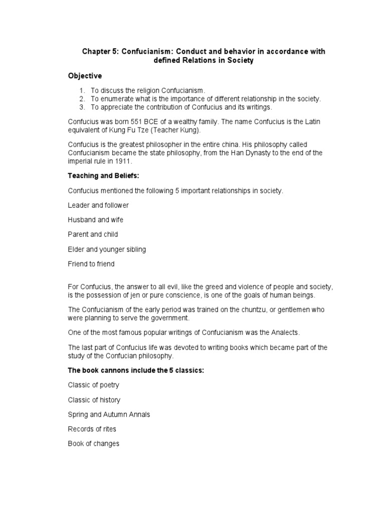 Chapter 5: Confucianism: Conduct and Behavior in Accordance With ...