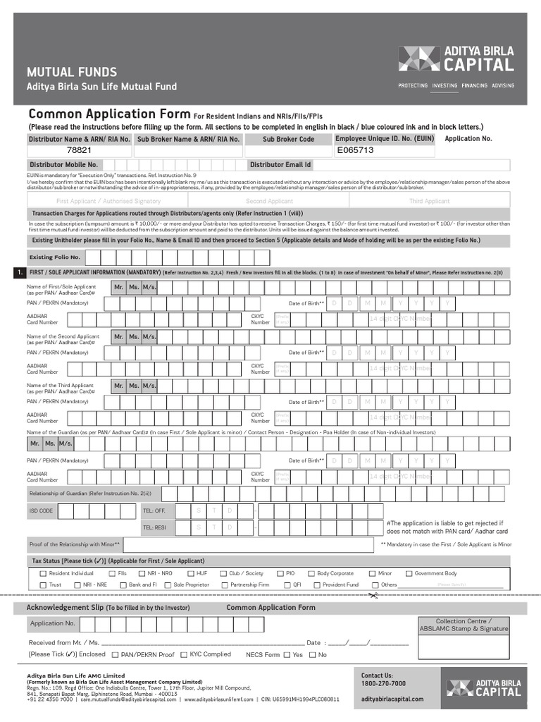 Mutual Fund Application Guide | PDF | Identity Document | Cheque
