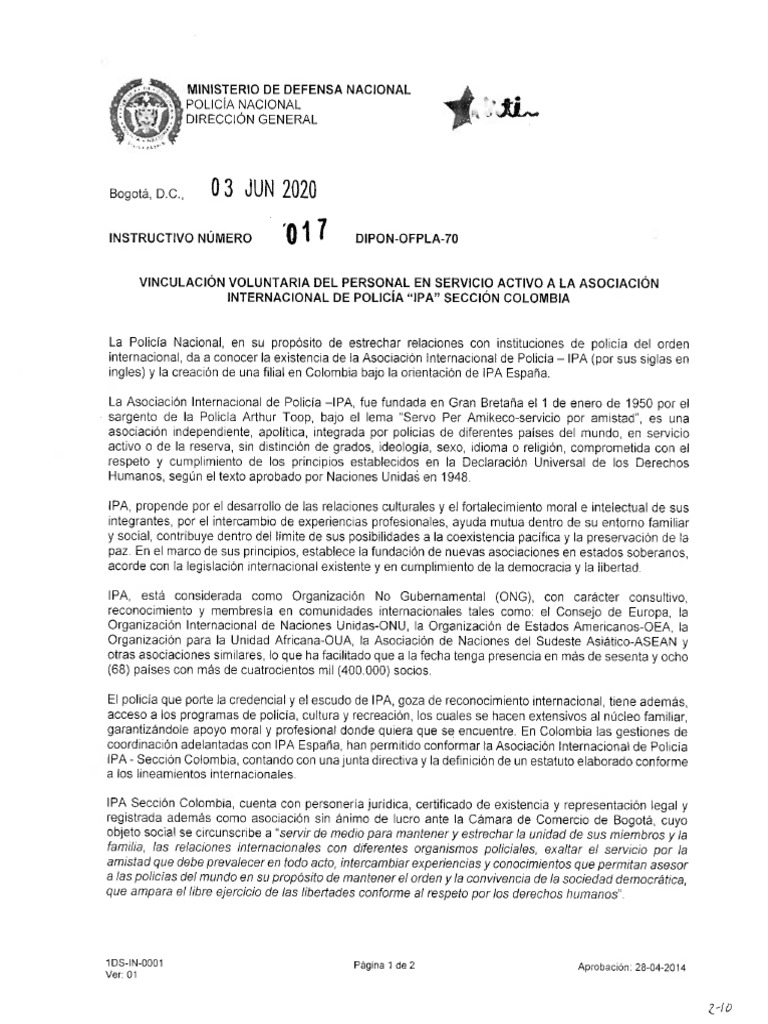 Instructivo 017 Dipon-Ofpla Del 030620 | PDF