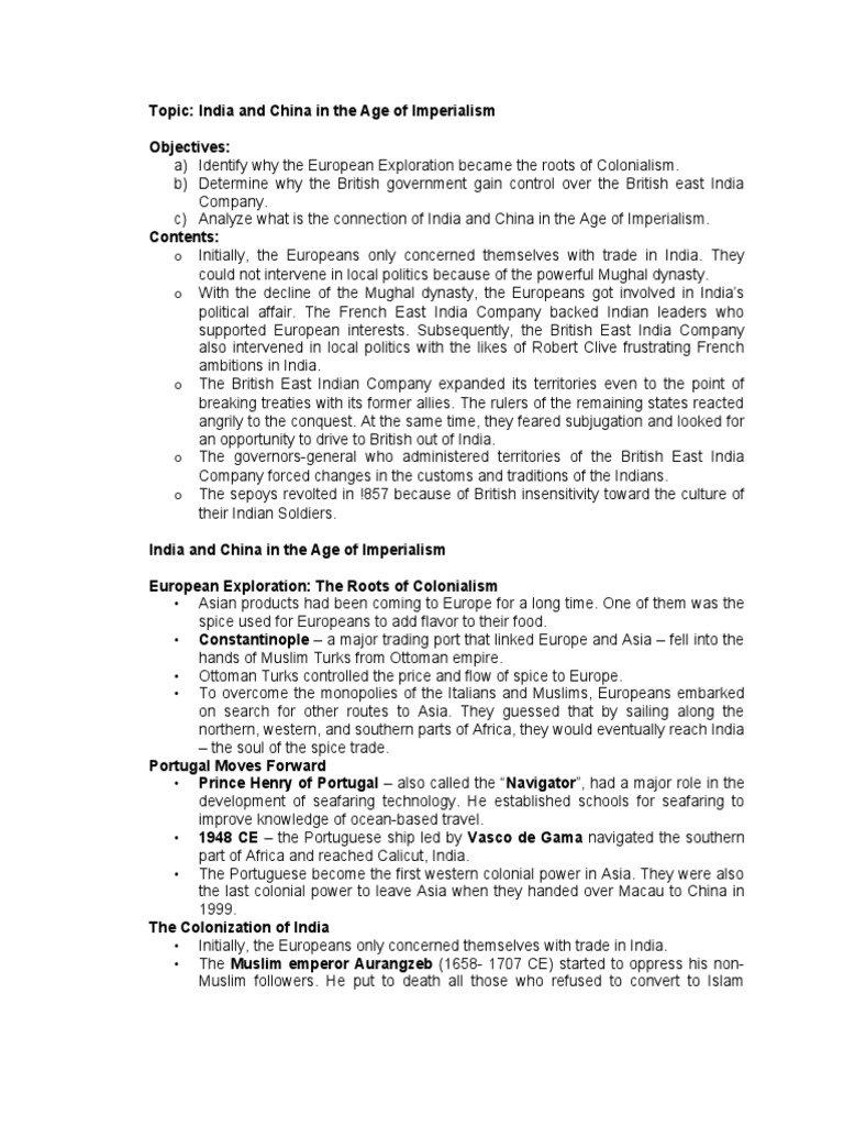 India & China: Imperialism Era Impact | PDF | East India Company ...