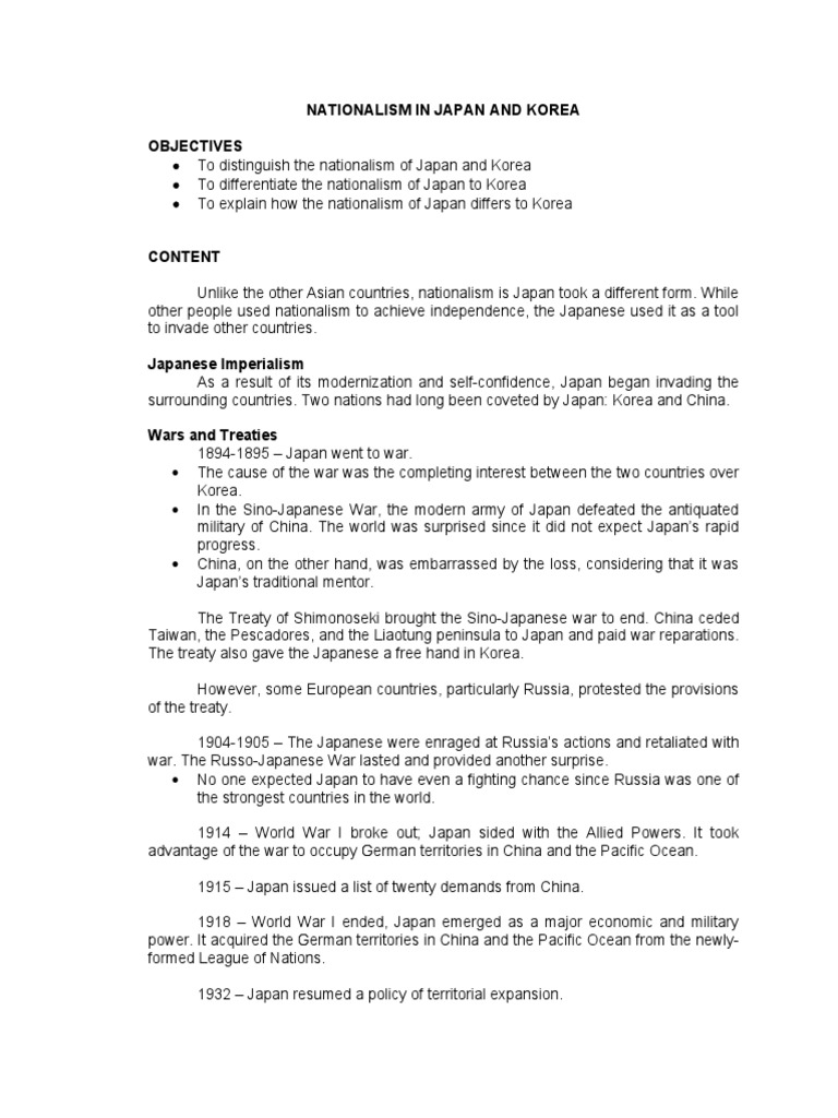 Nationalism in Japan and Korea | PDF | Empire Of Japan | Korea