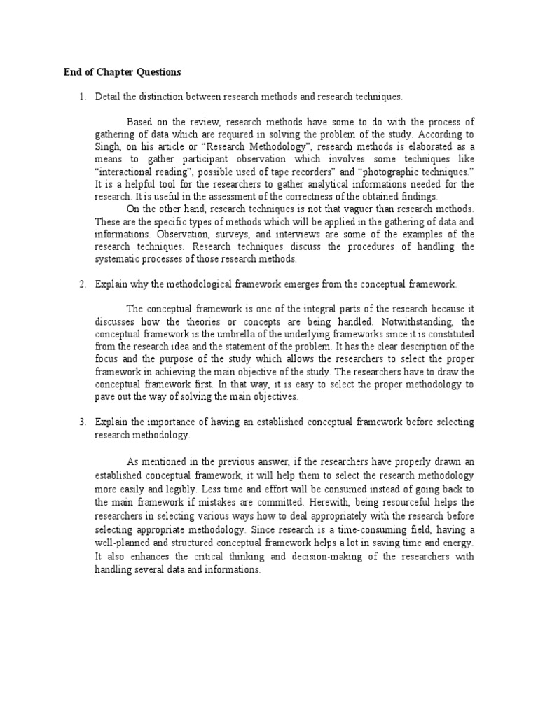 End of Chapter Questions | PDF | Conceptual Framework | Data