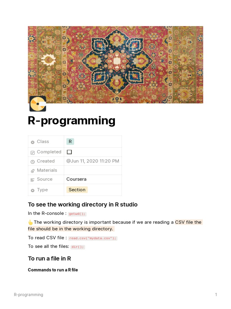 R-Programming: To See The Working Directory in R Studio | PDF | Matrix (Mathematics) | Subroutine