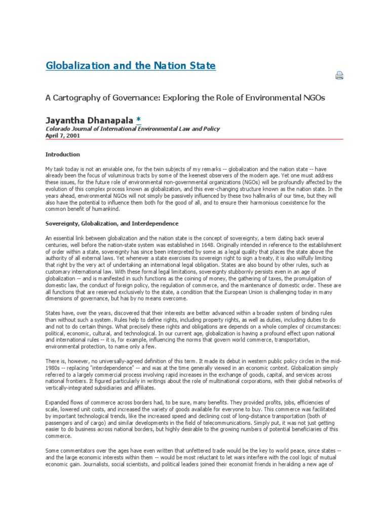 Globalization's Effects on Nation States | PDF | Globalization | Governance