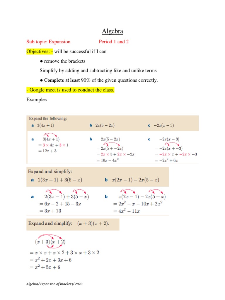 Algebra (Expansion) | PDF