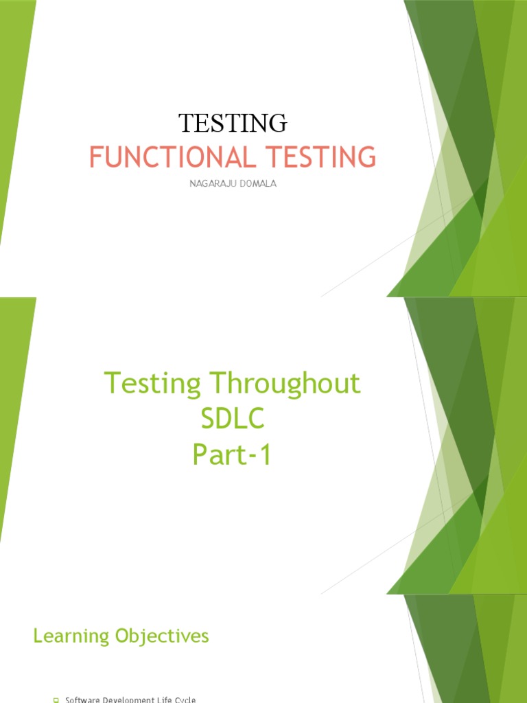 Testing Ppt 2 Testing Throughout Sdlc Part 1 Pdf Systems Science