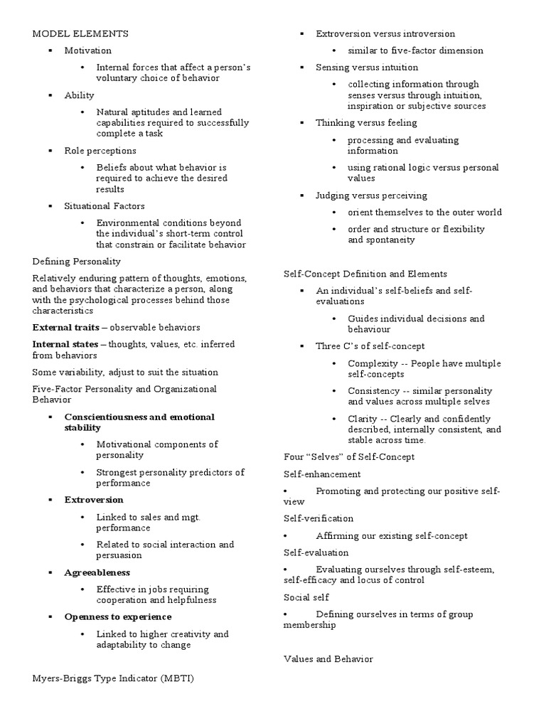 External Traits - Observable Behaviors Internal States - Thoughts ...