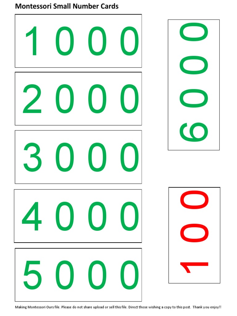 Montessori Small Number Cards Guide | PDF | Home & Garden
