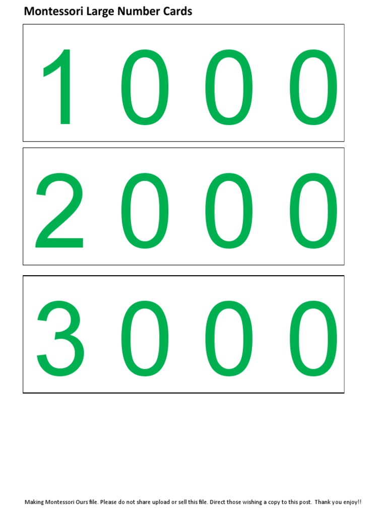 Large Number Cards | PDF