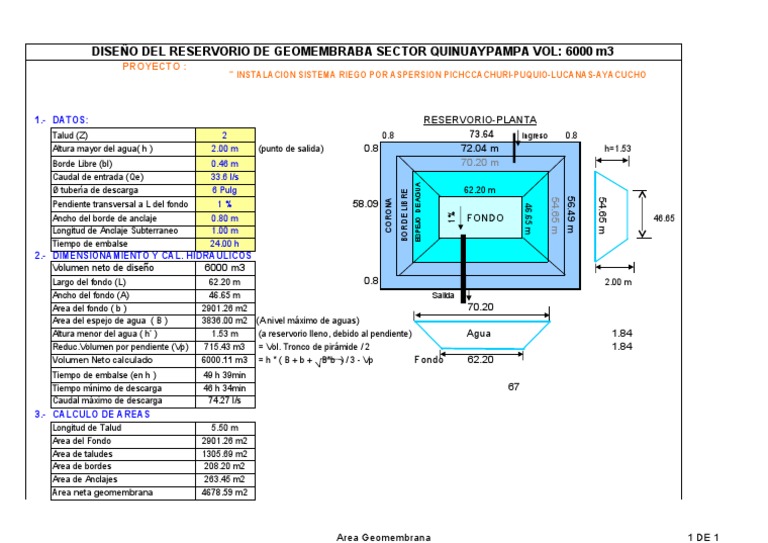 Reservorio de Geomembrana QUINUA | PDF | Reservorio | Geografía Física