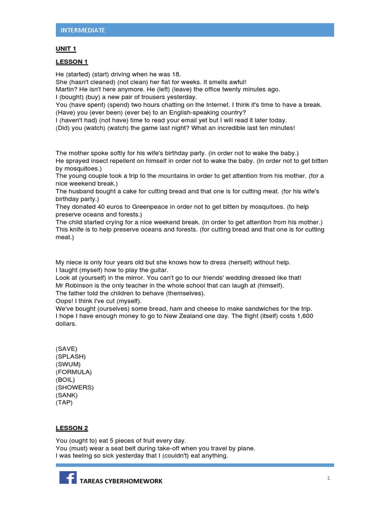 Intermediate: Unit 1 Lesson 1 | PDF