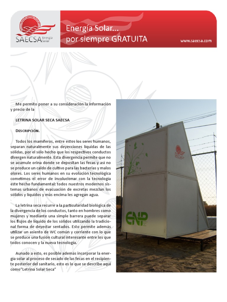 Letrina | PDF | Energía solar | Fertilizante